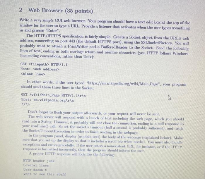 Solved Write a very simple GUI web browser. Your program | Chegg.com