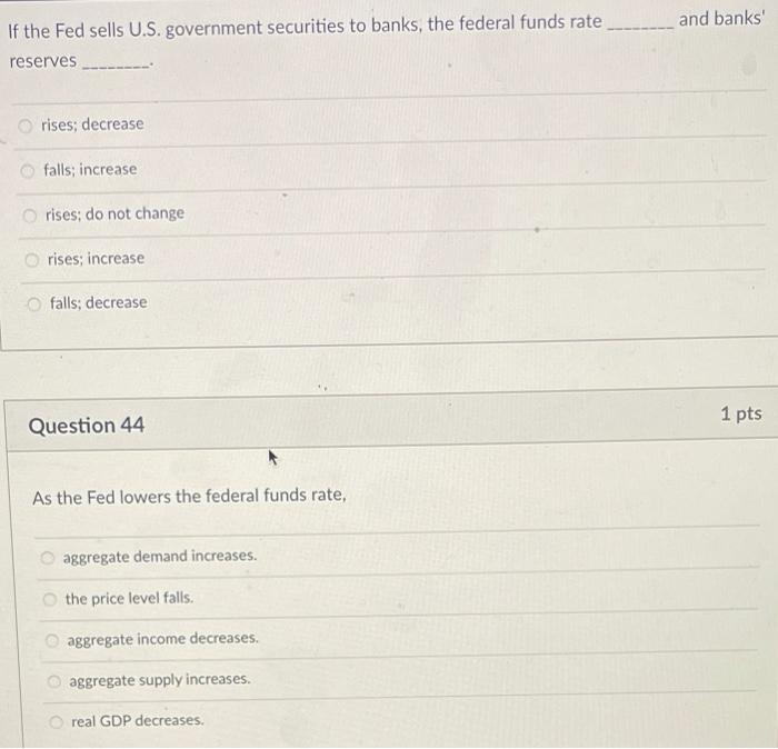 Solved and banks' If the Fed sells U.S. government | Chegg.com