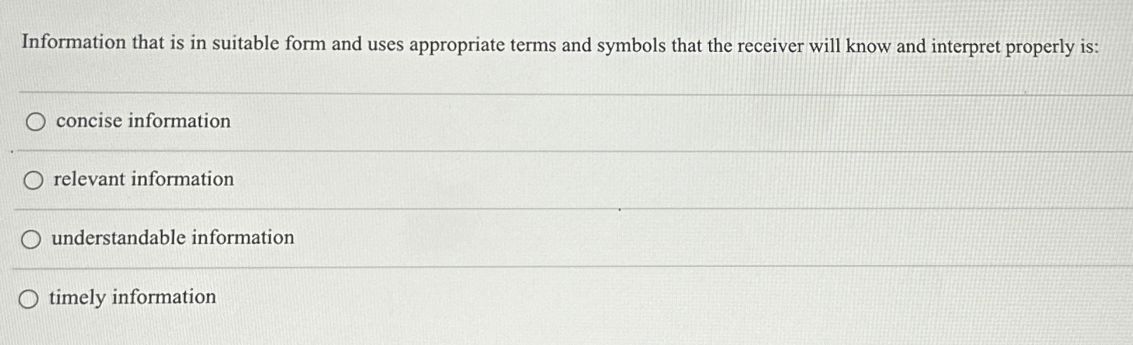 Solved Information that is in suitable form and uses | Chegg.com
