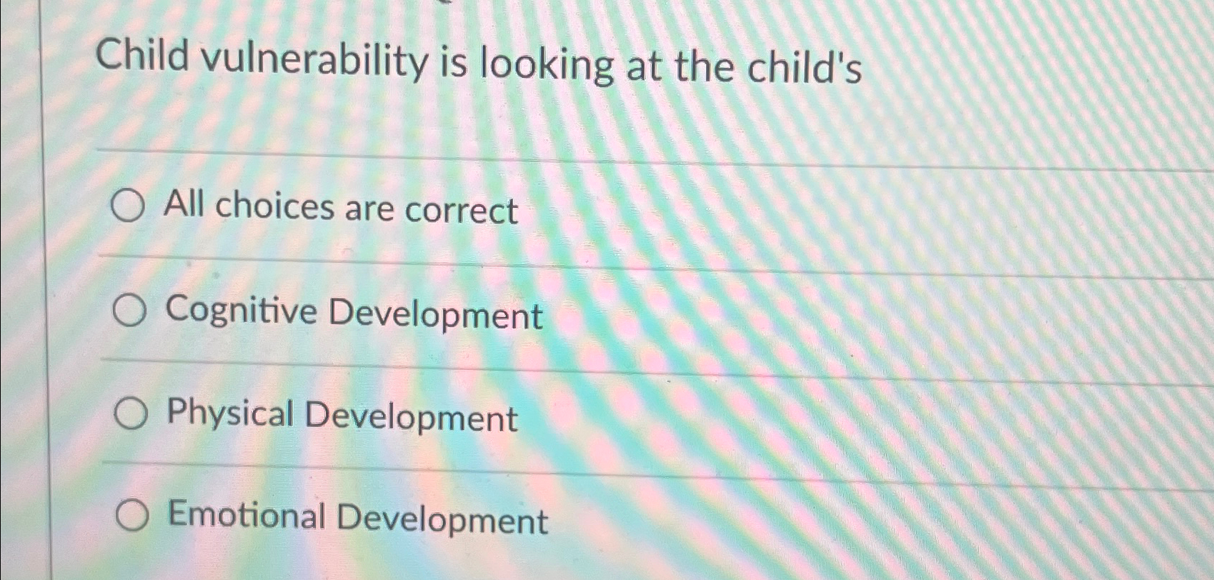 Solved Child vulnerability is looking at the child'sAll | Chegg.com