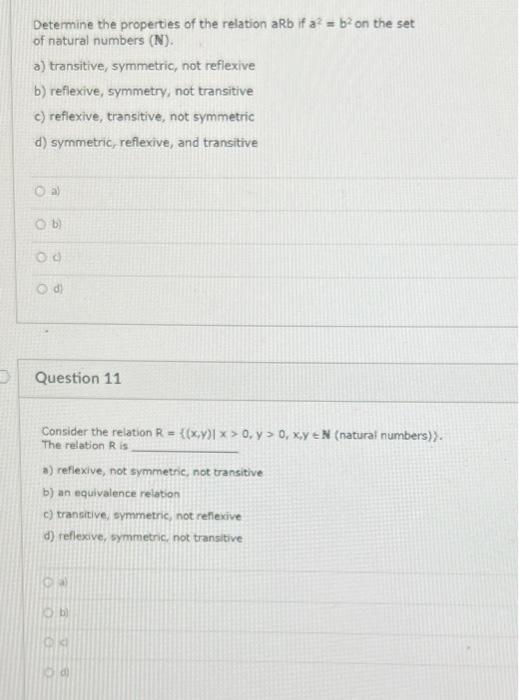[Solved]: Determine the properties of the relation aRb if a