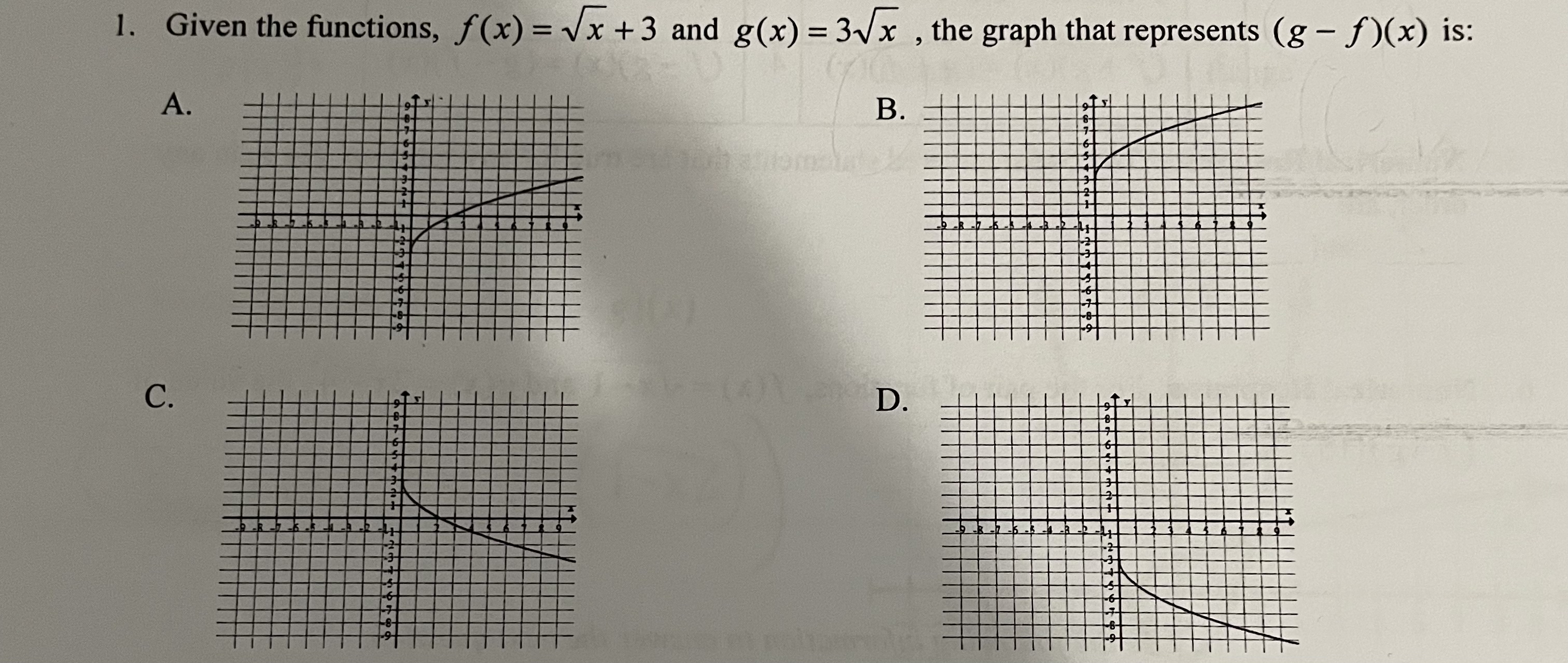 Solved Given the functions, f(x)=x2+3 ﻿and g(x)=3x2, ﻿the | Chegg.com