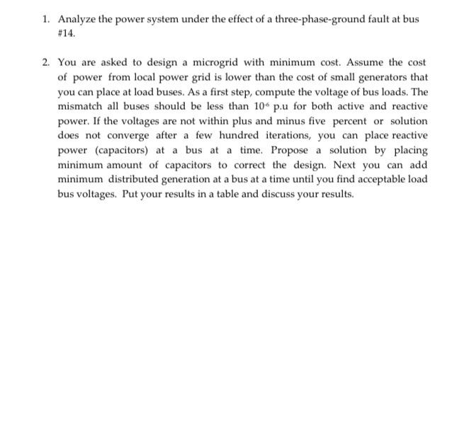 Solved 1. Analyze the power system under the effect of a | Chegg.com