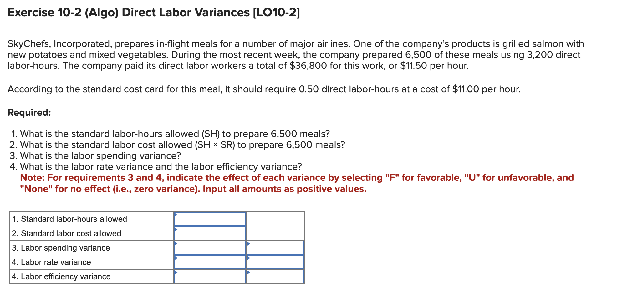 Solved Exercise 10-2 (Algo) ﻿Direct Labor Variances | Chegg.com