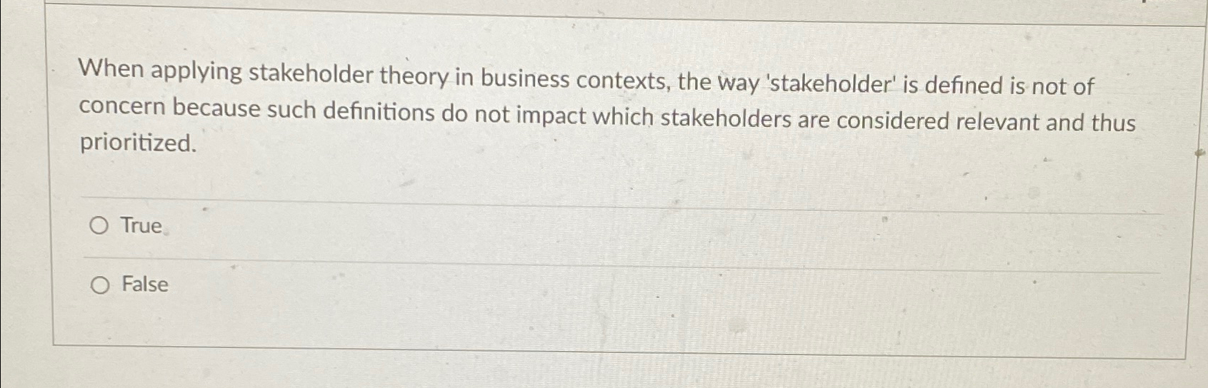 Solved When applying stakeholder theory in business | Chegg.com