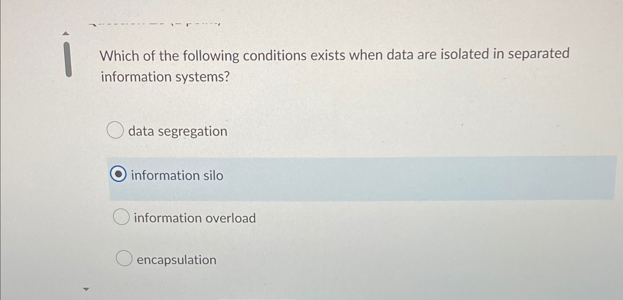 Solved Which of the following conditions exists when data | Chegg.com