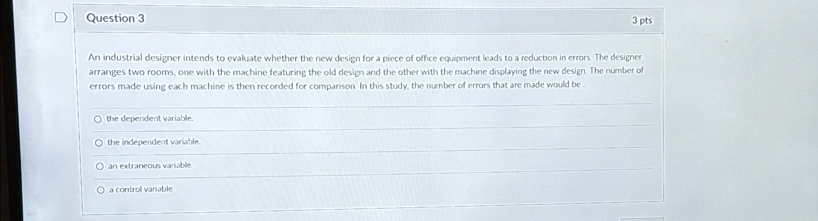Solved Question 33 ﻿ptsAn industrial designer intends to | Chegg.com
