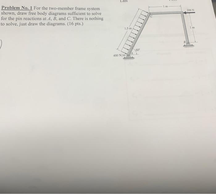 Solved Problem No. 1 For the two-member frame system shown, | Chegg.com