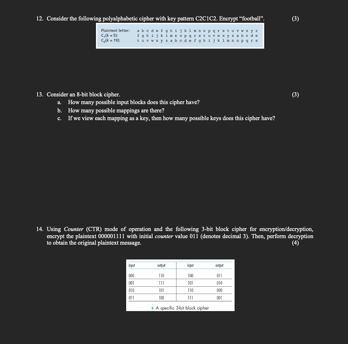 Solved Consider the following polyalphabetic cipher with key | Chegg.com