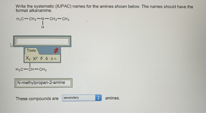 Solved Write the systematic (IUPAC) names for the amines | Chegg.com