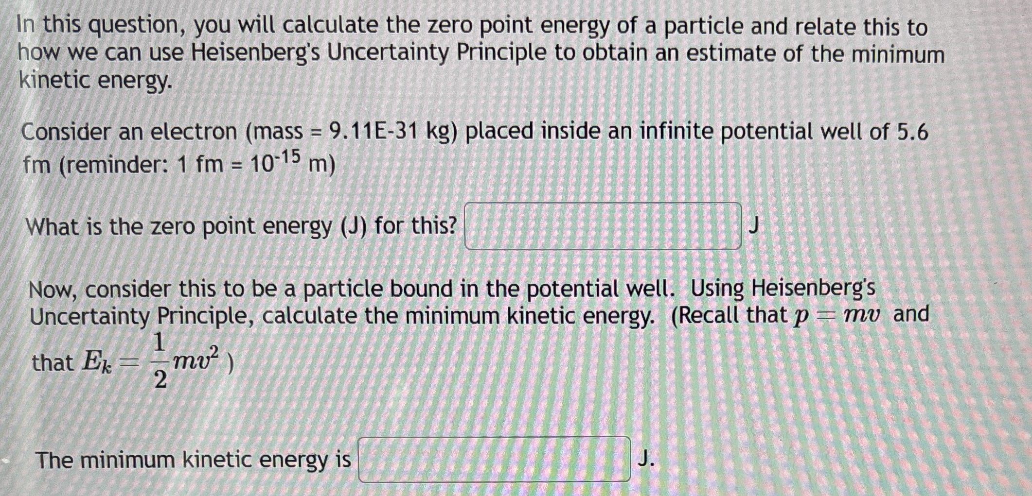 Solved In this question, you will calculate the zero point | Chegg.com