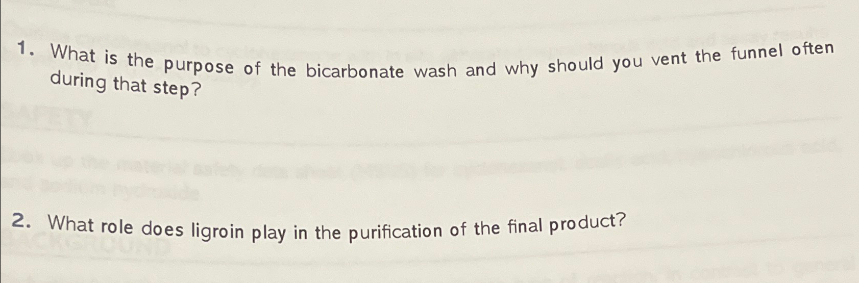 Solved What is the purpose of the bicarbonate wash and why | Chegg.com