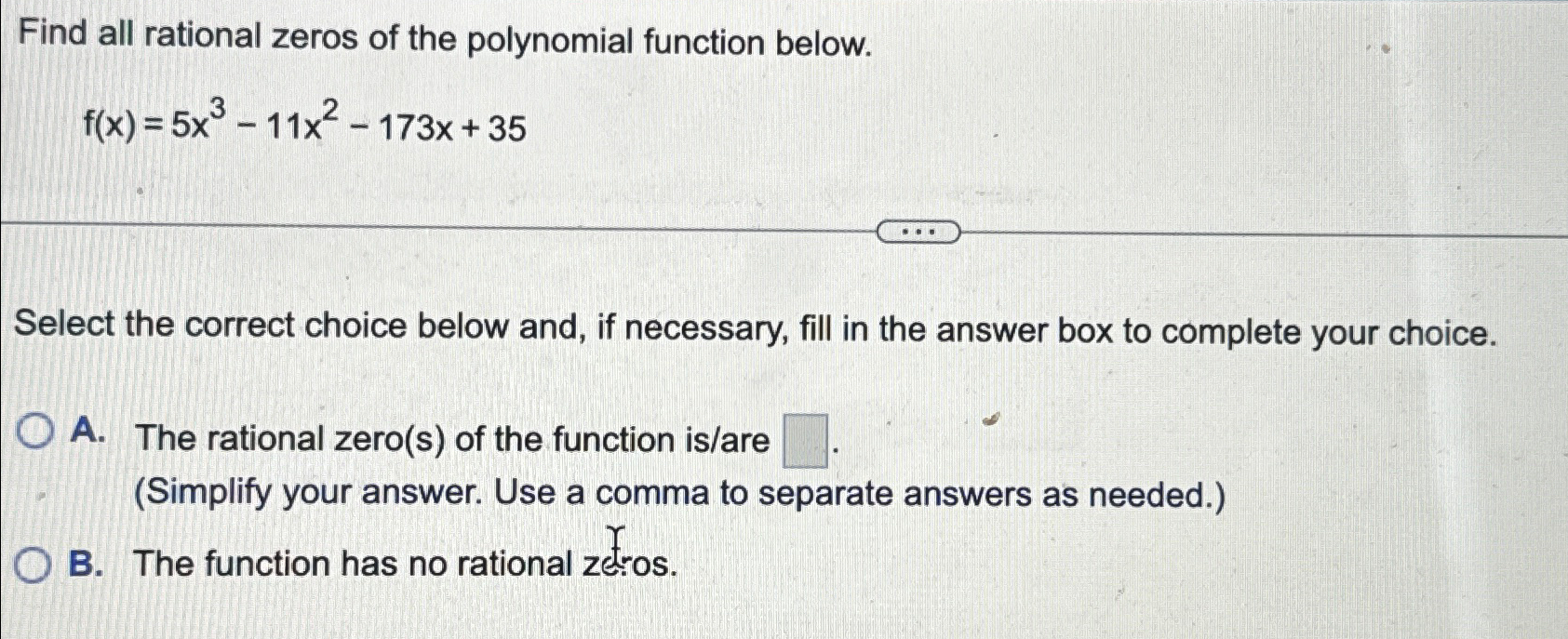 Solved Find all rational zeros of the polynomial function | Chegg.com