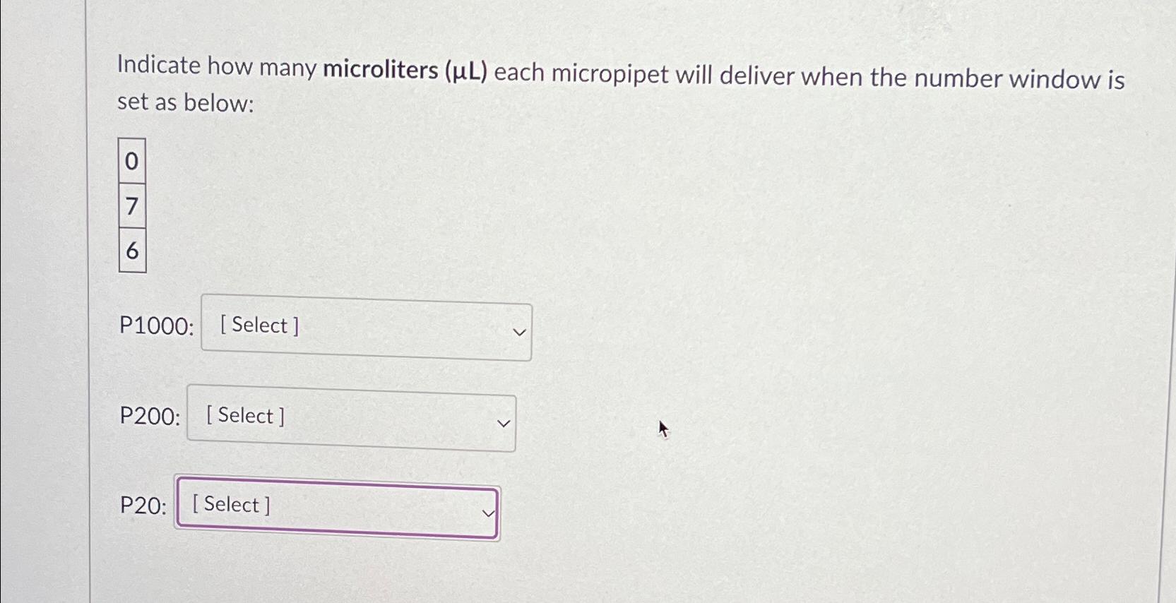 Solved Indicate how many microliters (μL) ﻿each micropipet | Chegg.com
