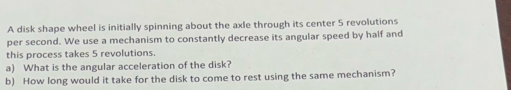 Solved A disk shape wheel is initially spinning about the | Chegg.com