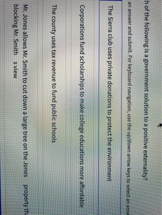 Solved ch of the following is a government solution to a | Chegg.com