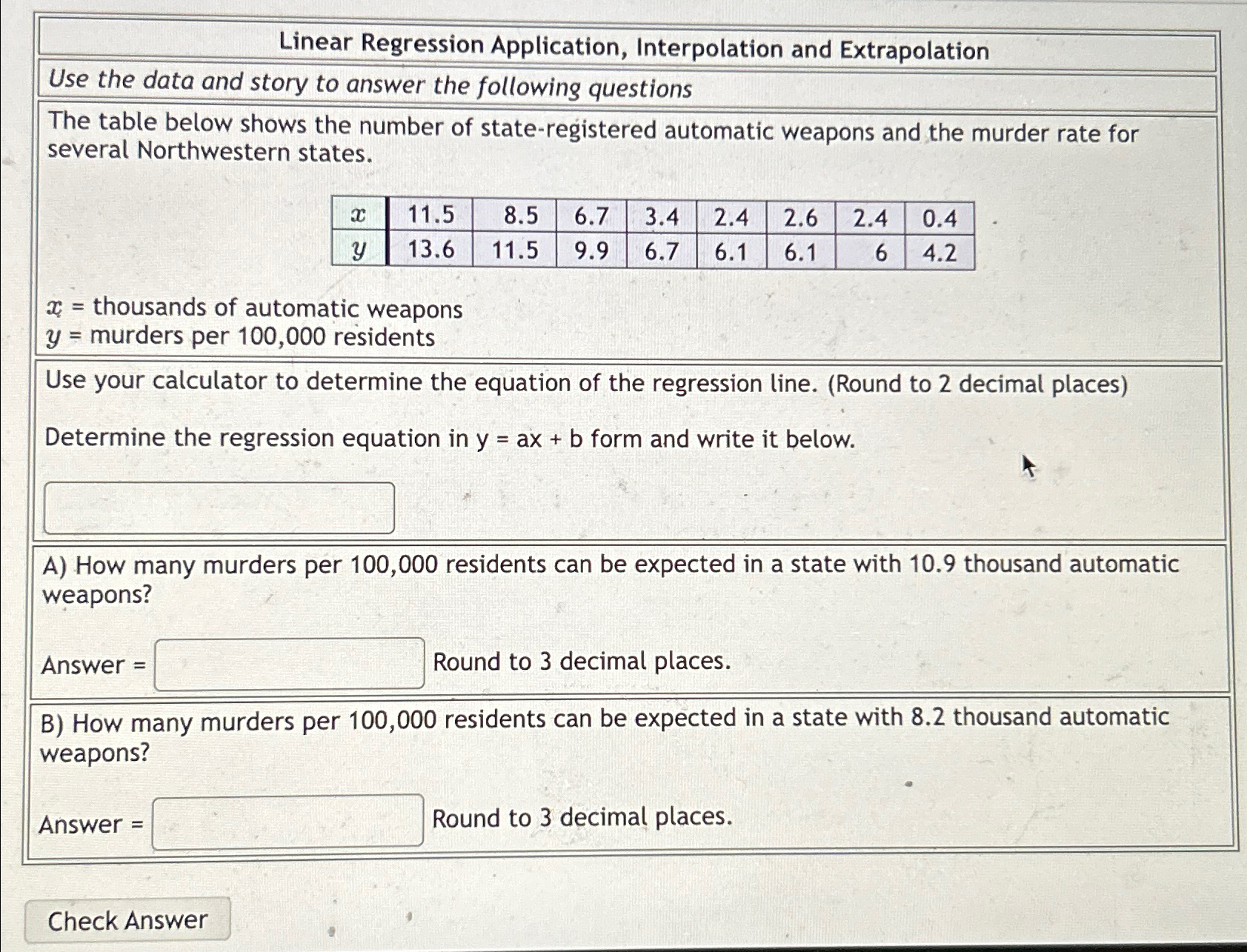 Solved Linear Regression Application, Interpolation and | Chegg.com