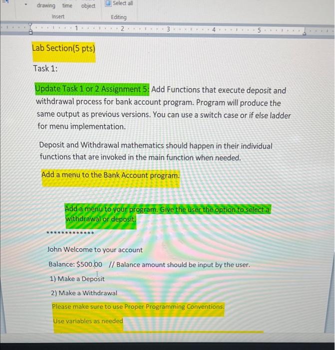 Solved Update Task 1 or 2 Assignment 5: Add Functions that | Chegg.com