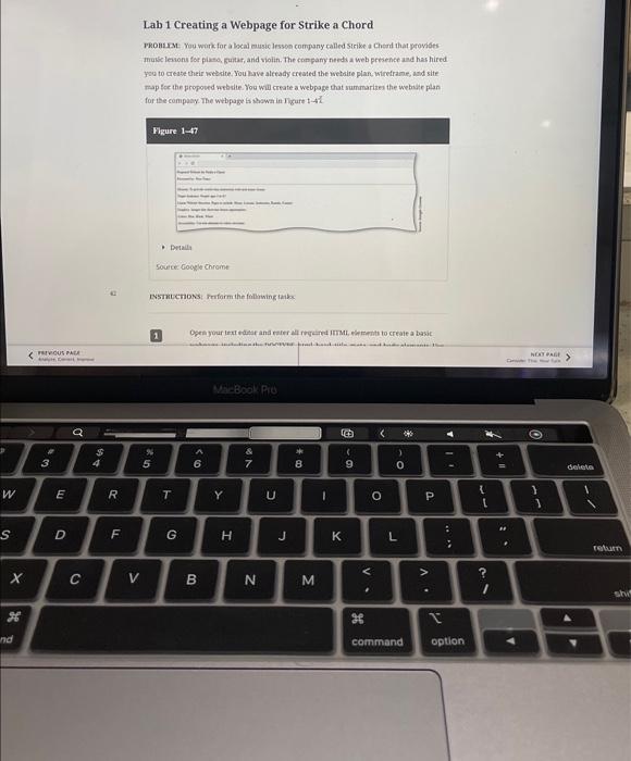 Solved Lab 1 Creating a Webpage for Strike a Chord PROBLEM: | Chegg.com