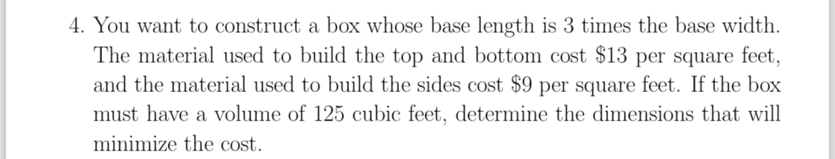 Solved You want to construct a box whose base length is 3 | Chegg.com