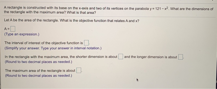 Solved A rectangle is constructed with its base on the | Chegg.com