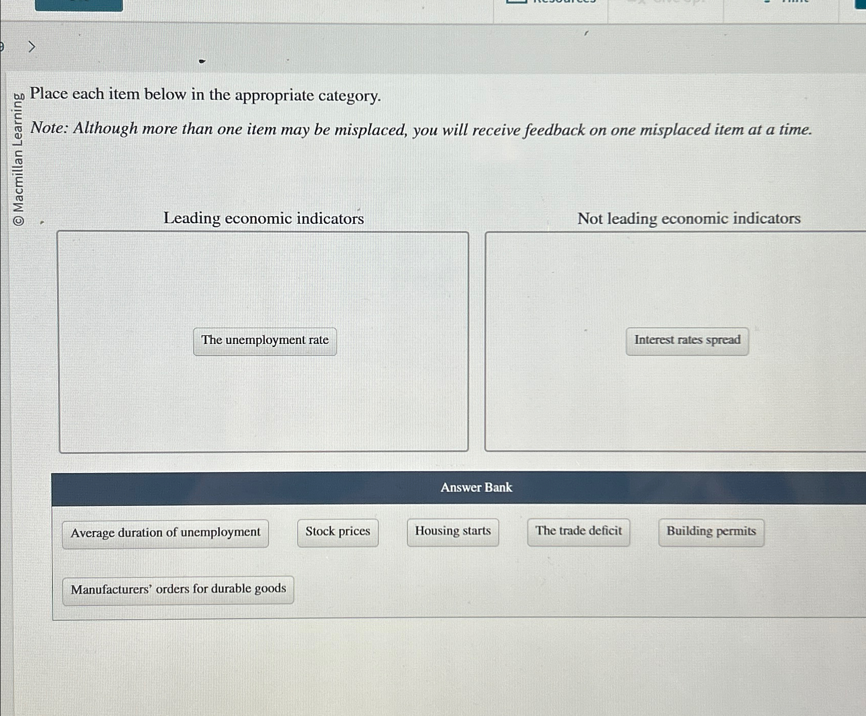 Solved an Place each item below in the appropriate | Chegg.com