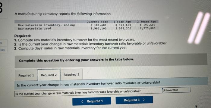Solved A manufacturing company reports the following | Chegg.com
