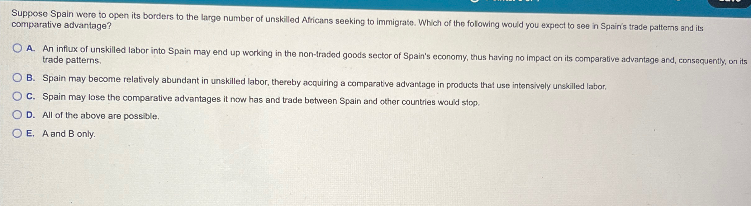 Solved Suppose Spain were to open its borders to the large | Chegg.com