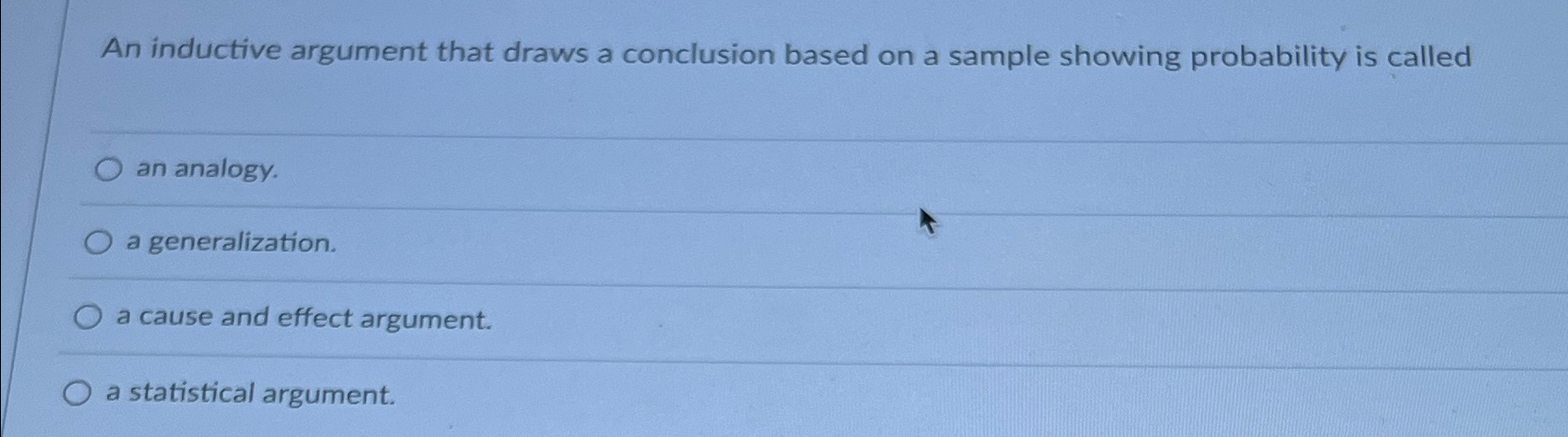 Solved An inductive argument that draws a conclusion based | Chegg.com