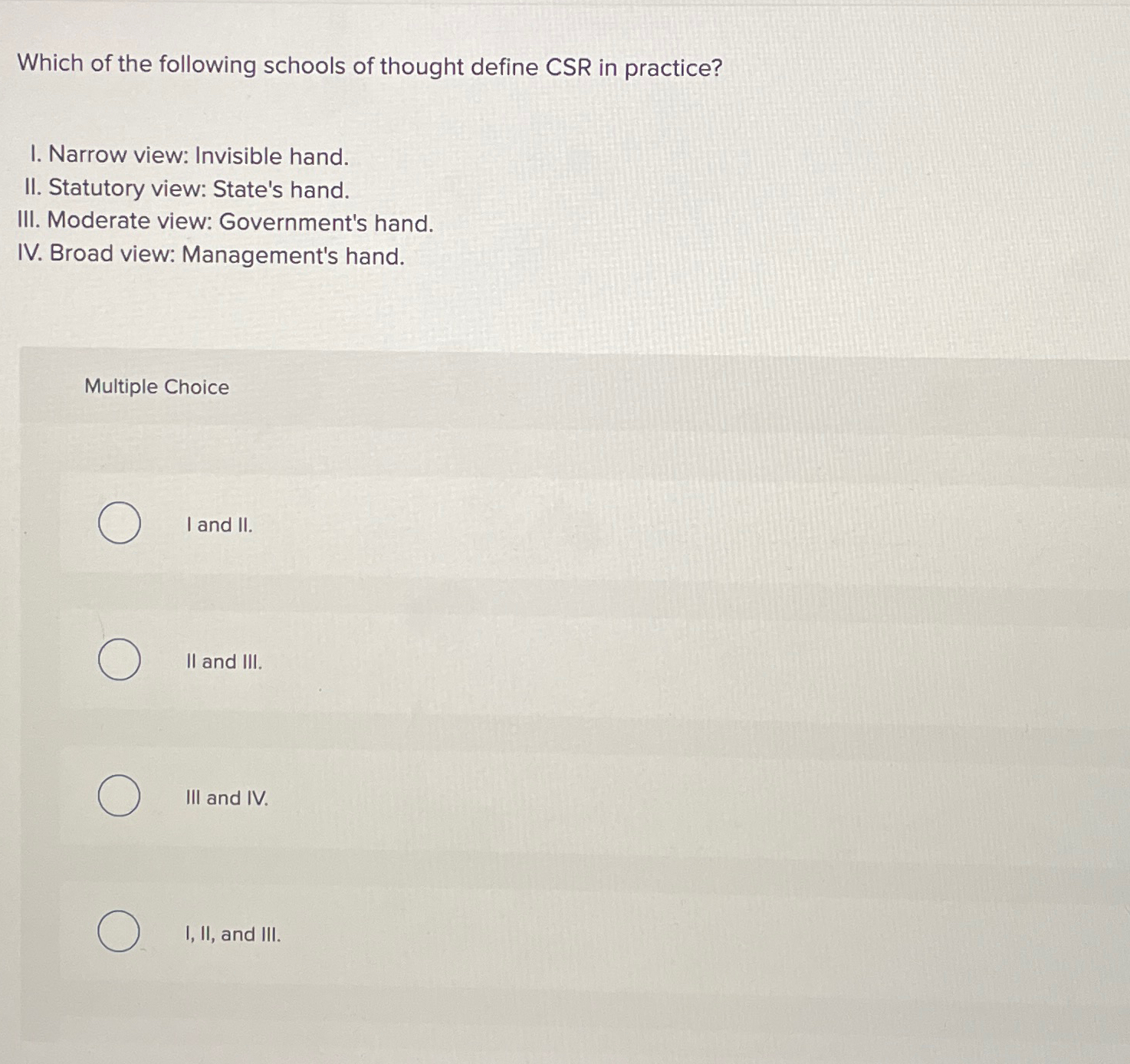 Solved Which of the following schools of thought define CSR | Chegg.com
