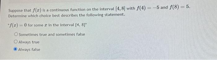 Solved Suppose that f(x) is a continuous function on the | Chegg.com