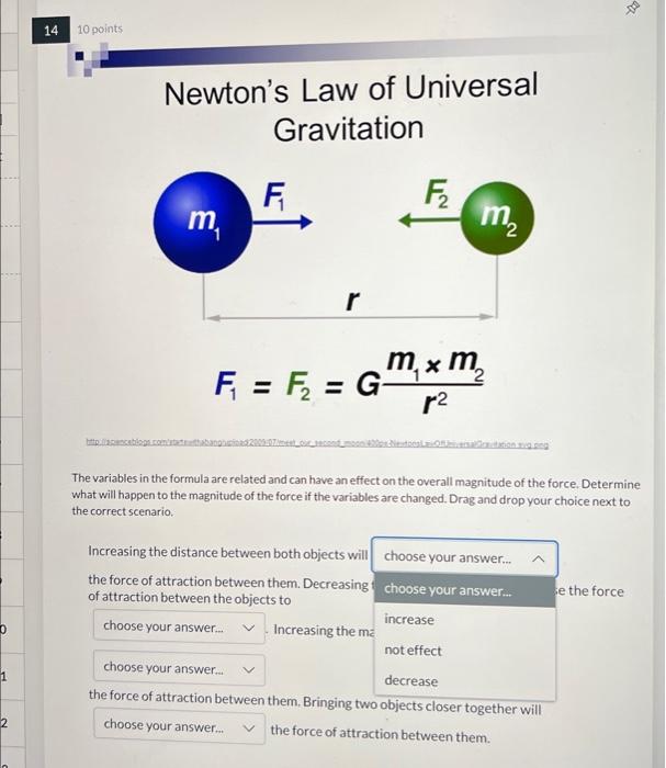 Solved 14 10 points Newton's Law of Universal Gravitation F | Chegg.com