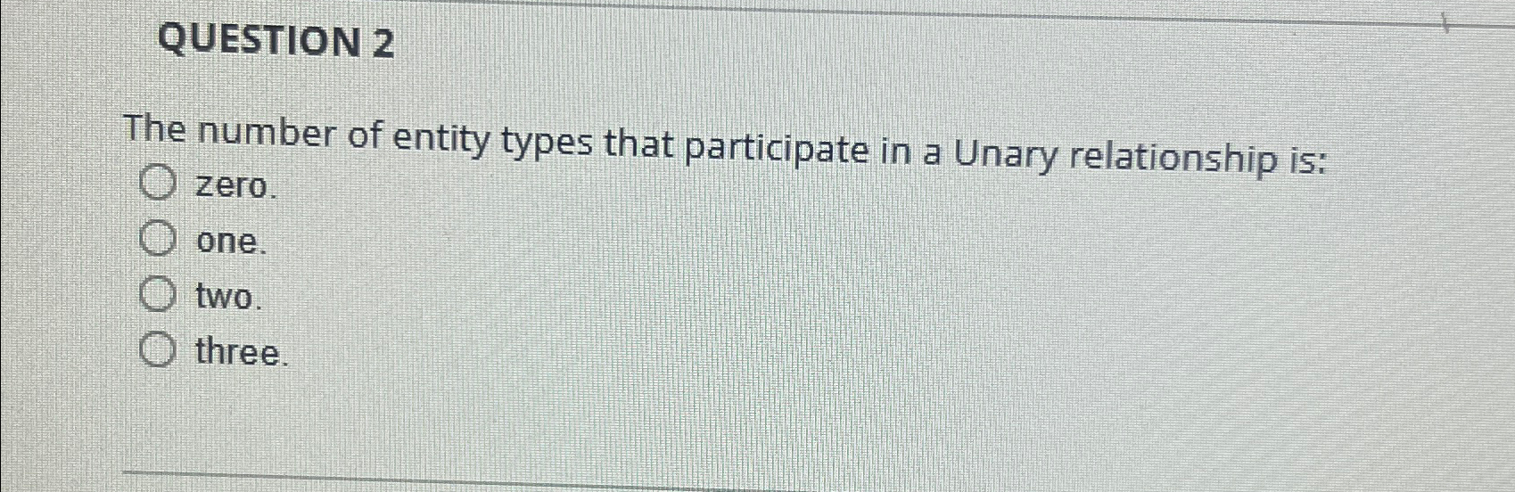 Solved QUESTION 2The number of entity types that participate | Chegg.com