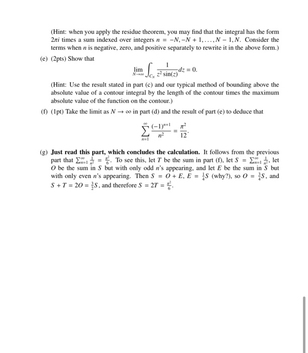 Solved (Hint: when you apply the residue theorem, you may | Chegg.com