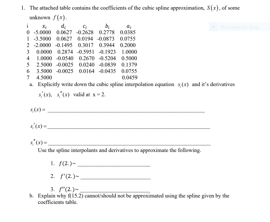 Solved The attached table contains the coefficients of the | Chegg.com