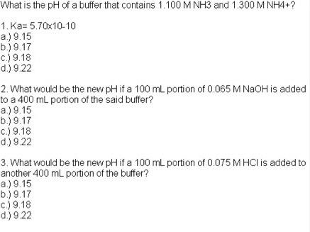 Solved What is the pH of a buffer that contains 1.100 M NH3 | Chegg.com