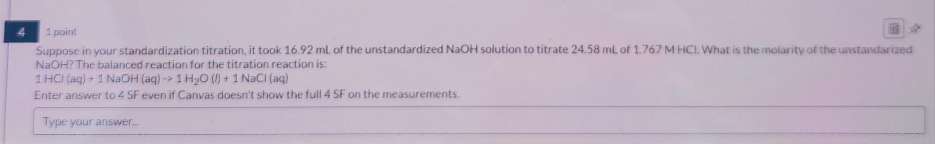 Solved 41 ﻿pointSuppose in your standardization titration, | Chegg.com