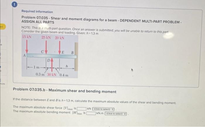 Solved Required information Problem 07.035 - Shear and | Chegg.com