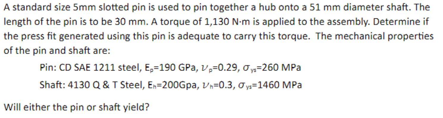 Solved A standard size 5mm slotted pin is used to pin | Chegg.com