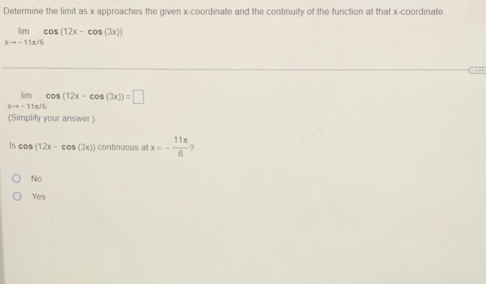 Solved Determine the limit as x ﻿approaches the given | Chegg.com