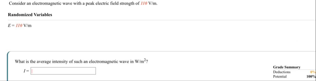 Solved Consider an electromagnetic wave with a peak electric | Chegg.com