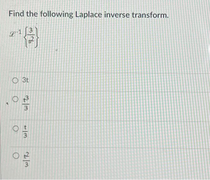 Solved Find the following Laplace inverse transform. | Chegg.com