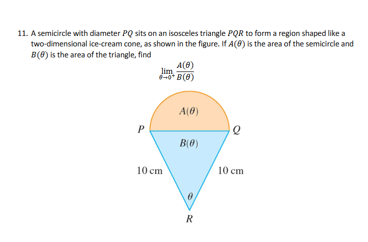 Solved A semicircle with diameter PQ ﻿sits on an isosceles | Chegg.com