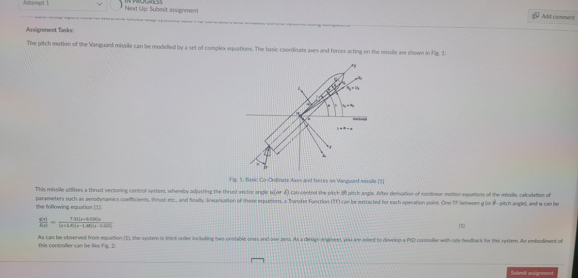 Solved Assignment Tasks: The pitch motion of the Vanguard | Chegg.com