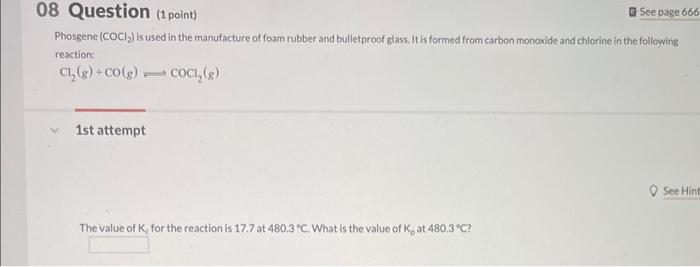 Solved Phosgene (COCl2) is used in the manufacture of foam | Chegg.com