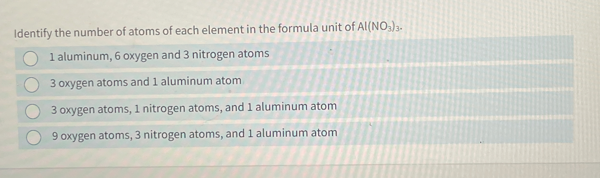 Solved Identify the number of atoms of each element in the | Chegg.com