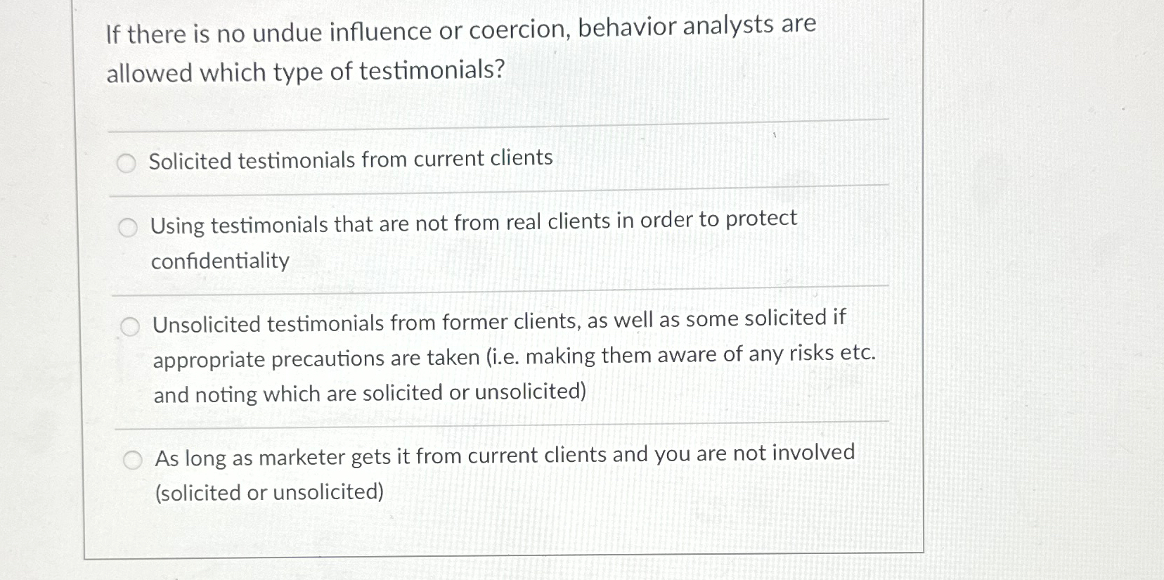 Solved If there is no undue influence or coercion, behavior | Chegg.com