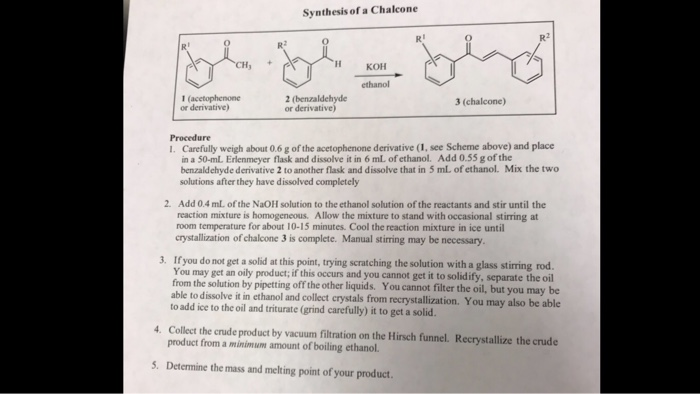 Solved Synthesis of a Chalcone 1 (acetophenone or | Chegg.com