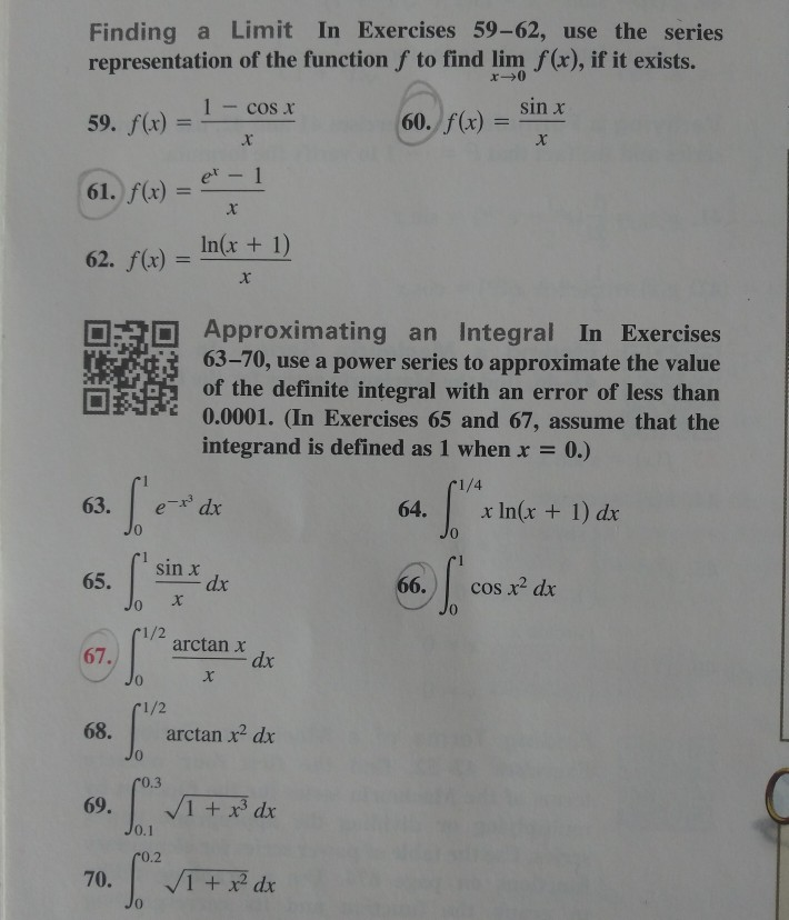 Solved Finding a Limit In Exercises 59-62, use the series | Chegg.com