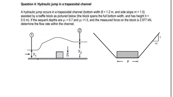 Solved Question 4: Hydraulic jump in a trapezoidal channel A | Chegg.com